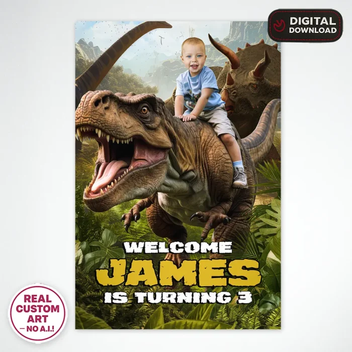 Personalized Dinosaur T-Rex Welcome Sign - Delivered in 24h.