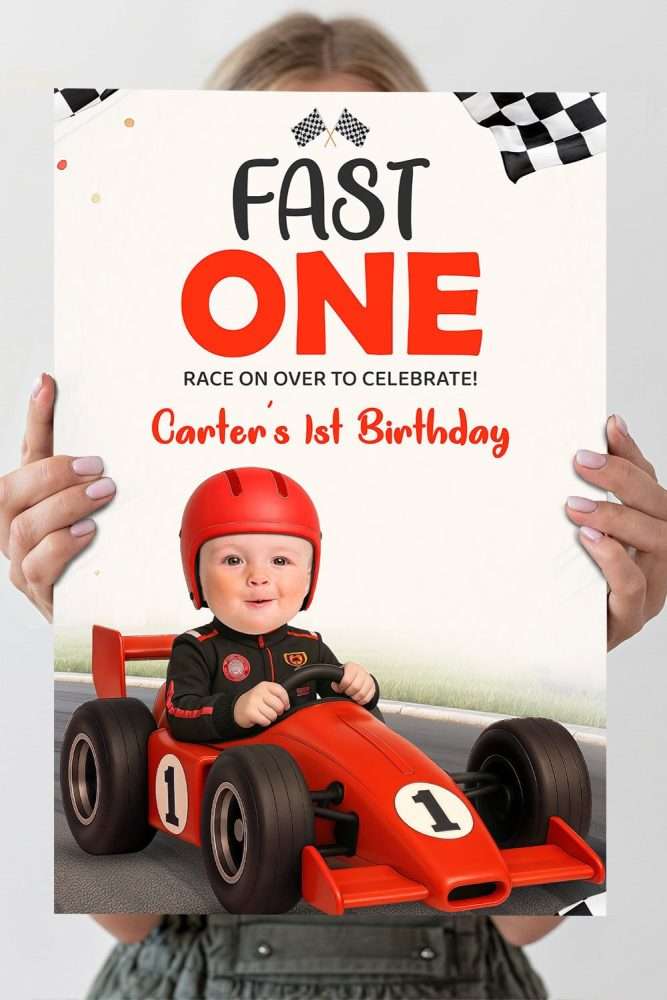 Fast One Birthday Photo Welcome Sign
